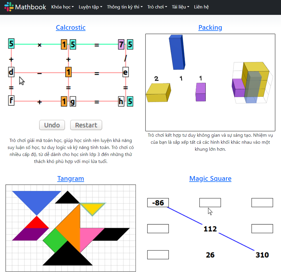 Trò chơi tư duy - Mathbook